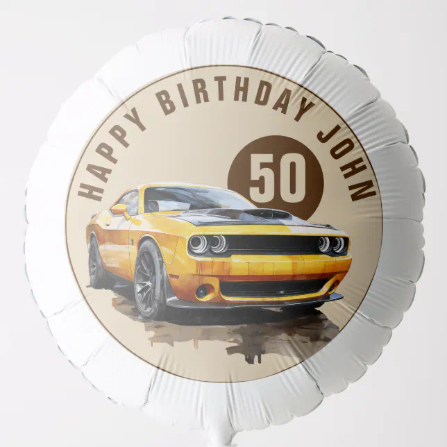 50th Birthday Classic Muscle Car Balloon | Zazzle