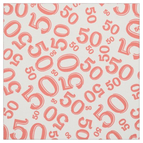 50th Birthday Cool Number Pattern Purple/White Fabric | Zazzle