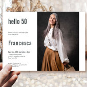 50th Birthday Custom Photo Hello 50 Party Invitation | Zazzle