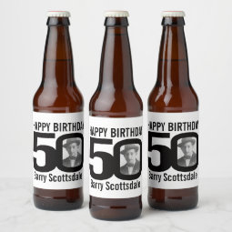 50th Birthday custom photo name label | Zazzle