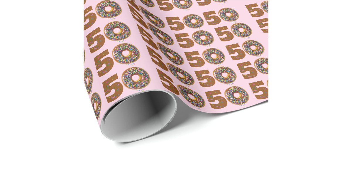 50th Birthday Donut Card Wrapping Paper | Zazzle