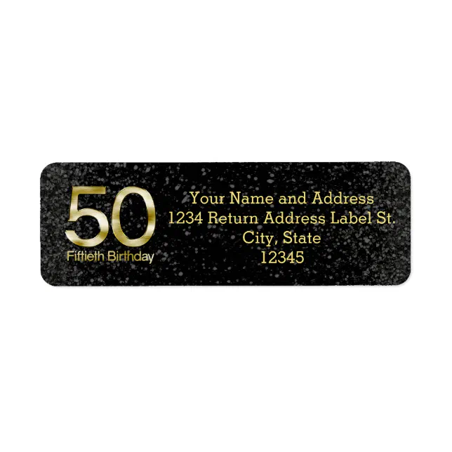 50th Birthday Elegant Black Gold Glamour Label | Zazzle
