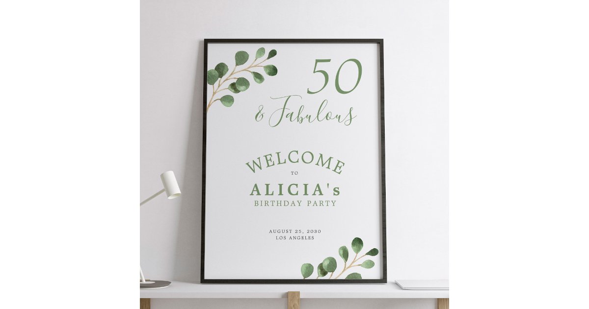 50th birthday elegant party welcome sign | Zazzle