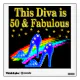 50TH BIRTHDAY FABULOUS DIVA DESIGN WALL STICKER | Zazzle