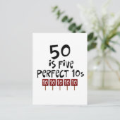 50th birthday gifts, 50 is 5 perfect 10s! postcard | Zazzle
