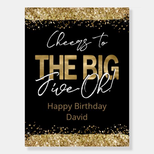 50th Birthday Gold and Black Big Five-Oh Foam Board | Zazzle
