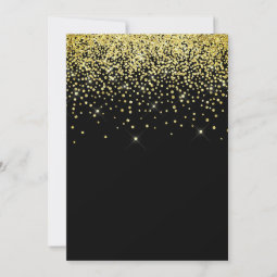 50th Birthday Gold Glitter Confetti Balloons Black Invitation | Zazzle