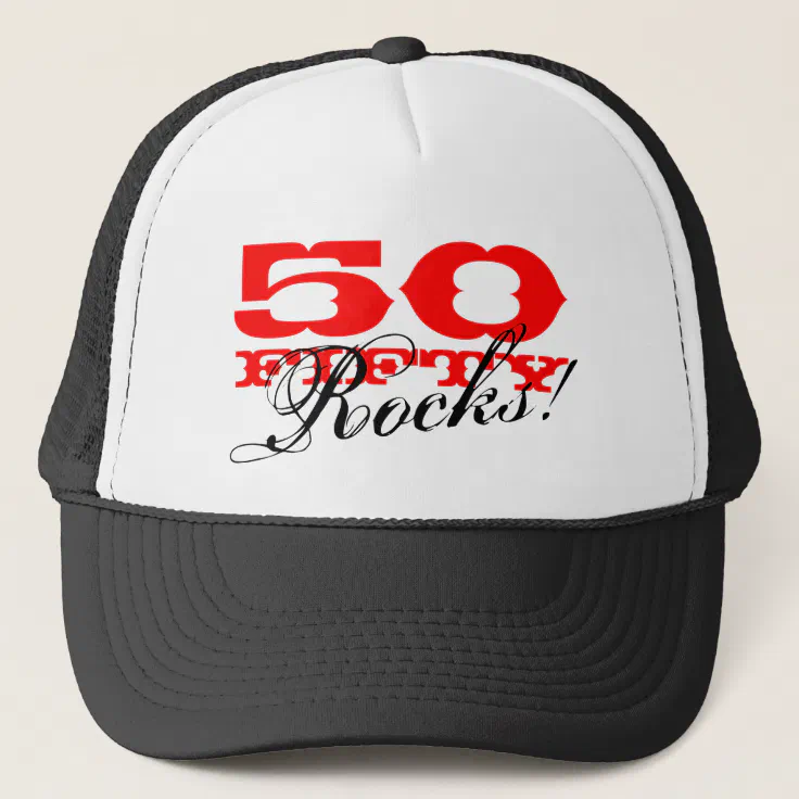 50th Birthday hat | Fifty Rocks! | Zazzle