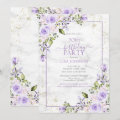 50th Birthday Lilac Lavender Watercolor Marble Invitation | Zazzle