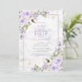 50th Birthday Lilac Lavender Watercolor Marble Invitation | Zazzle