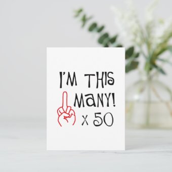 50th birthday Middle Finger Salute Postcard | Zazzle