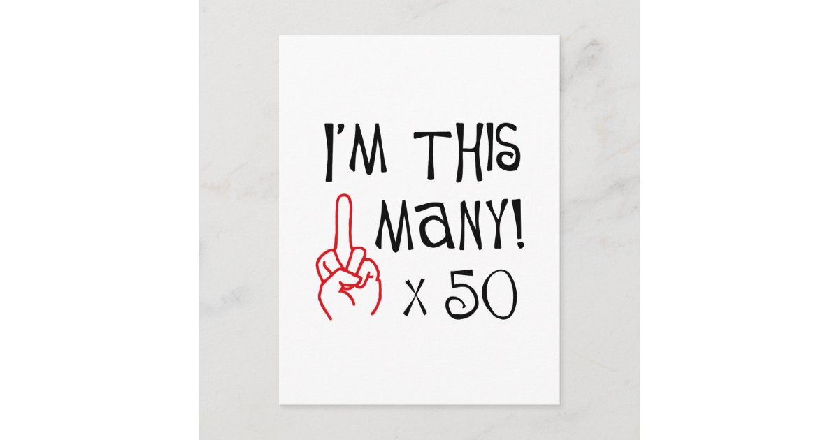 50th birthday Middle Finger Salute Postcard | Zazzle