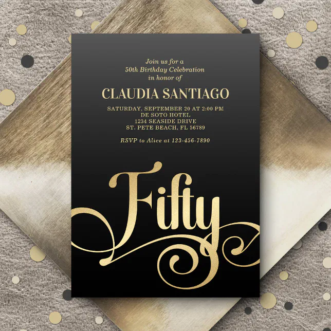 50th Birthday Modern Script Invitation | Zazzle