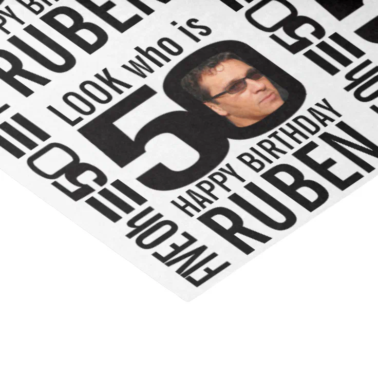 50th birthday mono look 50 custom photo and name tissue paper | Zazzle