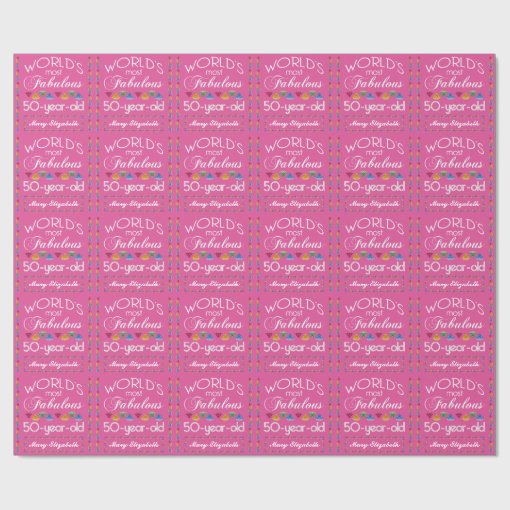 50th Birthday Most Fabulous Gems Raspberry Pink Wrapping Paper | Zazzle