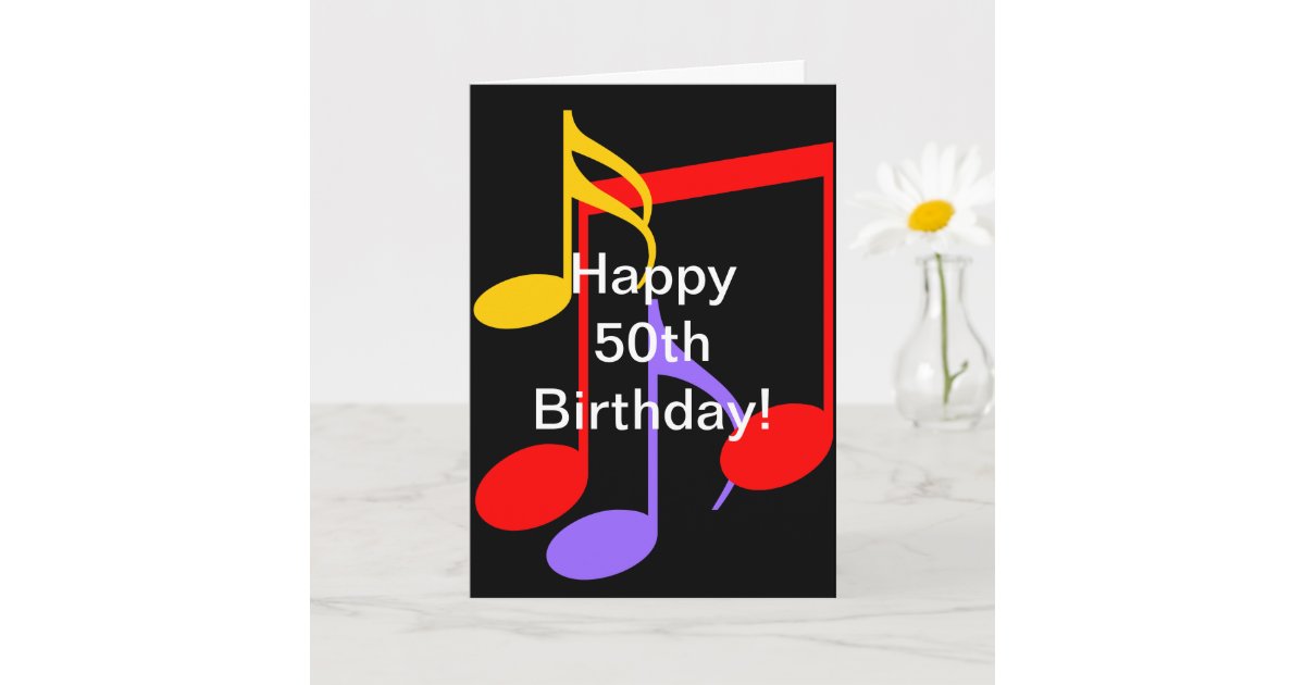 50th Birthday Music Notes Folded Greeting Card | Zazzle