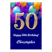 50th Birthday Navy Blue Gold Balloon Extra Large Card | Zazzle