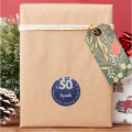 50th birthday navy blue silver stars classic round sticker | Zazzle