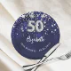 50th Birthday navy blue silver stars Paper Plates | Zazzle