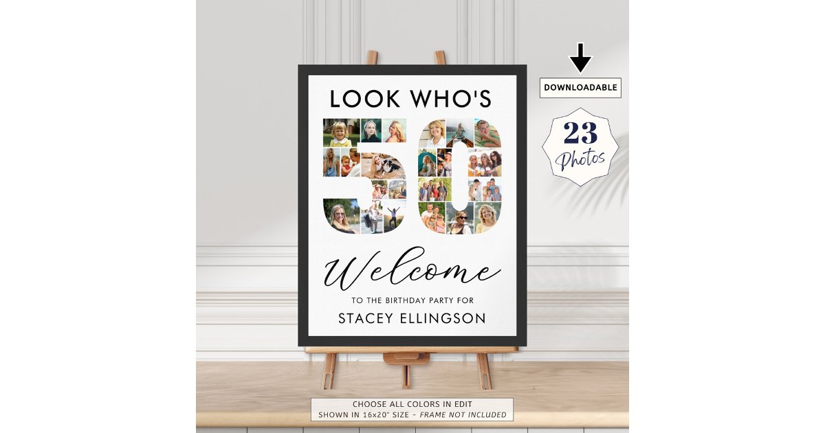 50th Birthday Number 50 23 Photos Look Who's 50 Poster | Zazzle