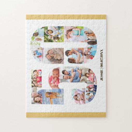 50th Birthday Number 50 Custom Photo Collage Jigsaw Puzzle | Zazzle