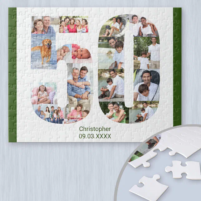 50th Birthday Number 50 Photo Collage 17 Picture Jigsaw Puzzle | Zazzle