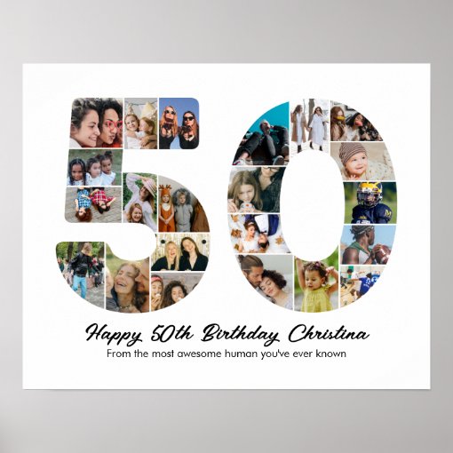 50th Birthday Number 50 Photo Collage Anniversary Poster | Zazzle