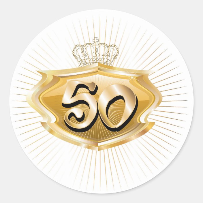 50th birthday or anniversary classic round sticker | Zazzle.com