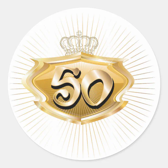 50th birthday or anniversary classic round sticker | Zazzle