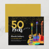 50th Birthday Party 50 Rocks Guitar Gold Glitter | Zazzle