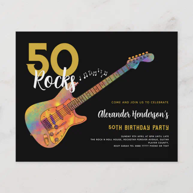 50th Birthday Party 50 Rocks Modern Budget Flyer | Zazzle