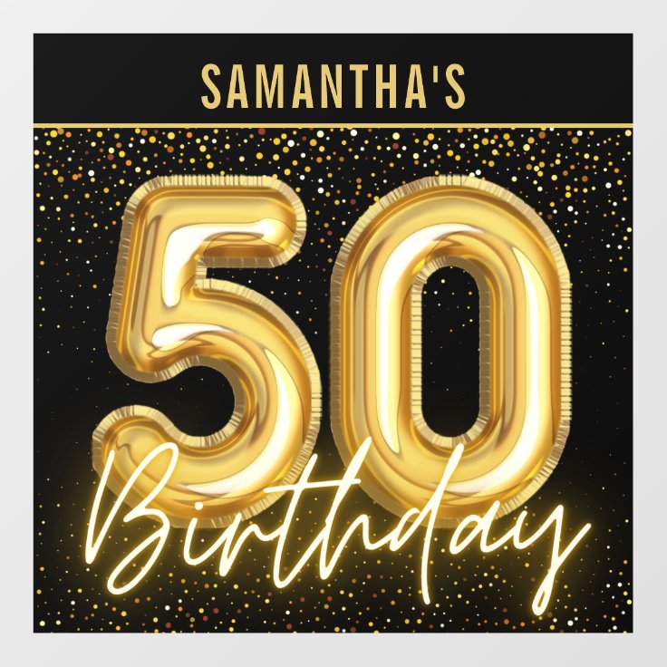 50th Birthday Party Black And Gold Confetti Floor Decals | Zazzle