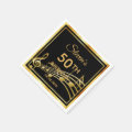 50th birthday party black gold music notes guy napkins | Zazzle