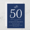 50th Birthday Party Blue White Hello 50 Invitation | Zazzle