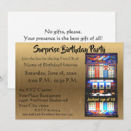 50th Birthday Party Casino Slot Machine Gold Invitation | Zazzle