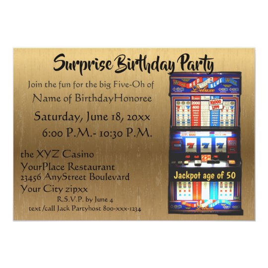 50th Birthday Party Casino Slot Machine Gold Invitation | Zazzle.com