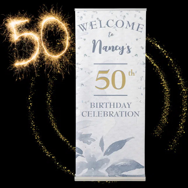 50th Birthday Party Celebration Retractable Banner | Zazzle