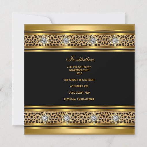 50th Birthday Party Elegant Gold Black Leopard Invitation | Zazzle