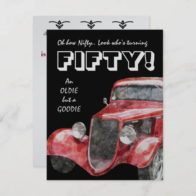 50th Birthday Party For Vintage Auto Mechanics Invitation | Zazzle