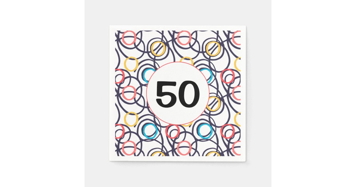 50th Birthday Party Funky Doodles Napkins | Zazzle