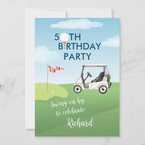 50th Birthday Party Men's Golf Theme Party Invitation | Zazzle