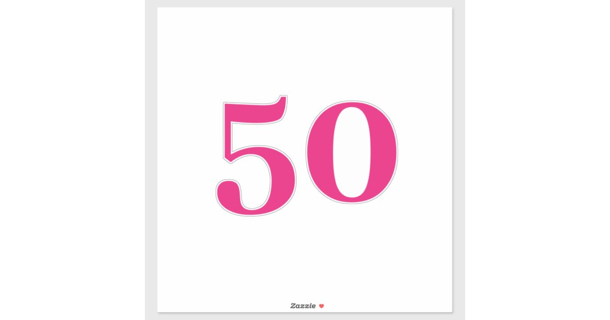 50th Birthday Party Pink Custom Age Number Fifty Sticker | Zazzle