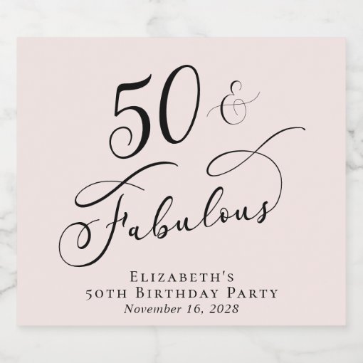 50th Birthday Party Pink Liquor Bottle Label | Zazzle