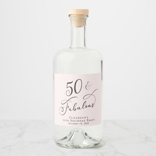 50th Birthday Party Pink Liquor Bottle Label | Zazzle