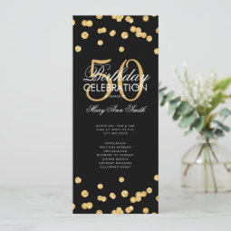 50th Birthday Party Program Gold Glitter w/ Menu | Zazzle