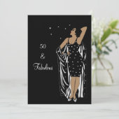 50th Birthday Party Retro Diva deco Black White Invitation | Zazzle