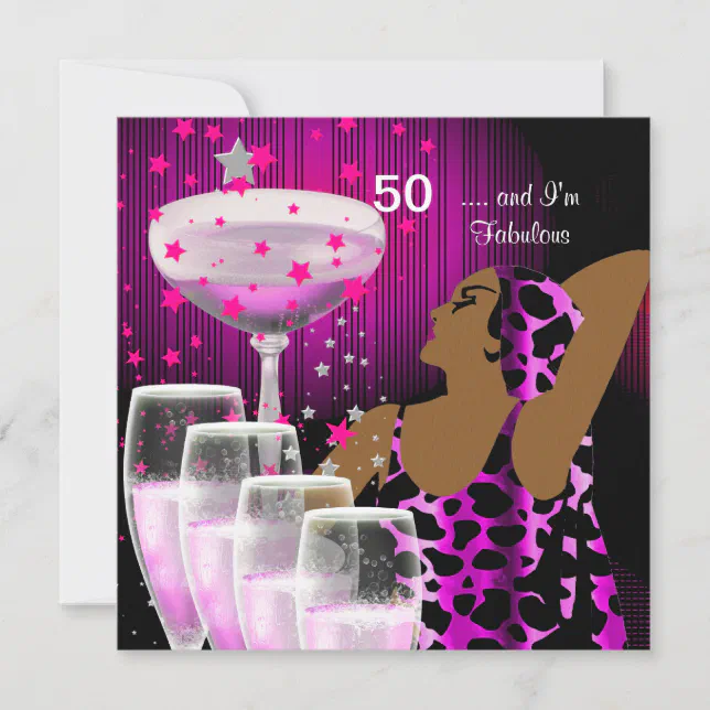 50th Birthday Party Retro Diva Fabulous Pink Invitation | Zazzle