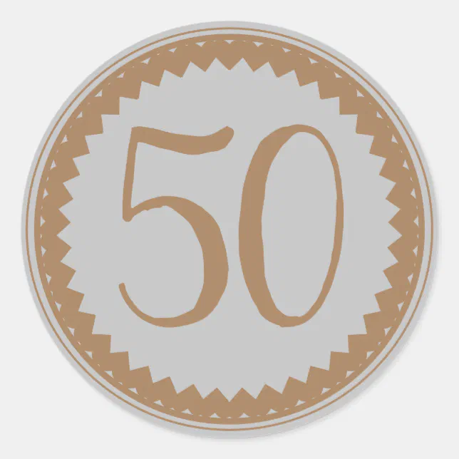 50th Birthday Party Silver Glitter Classic Classic Classic Round ...