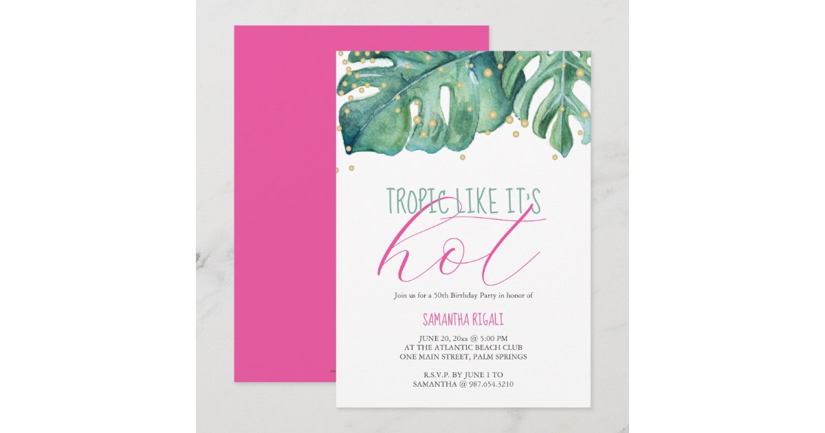 50th Birthday Party Tropical Theme Invitation | Zazzle