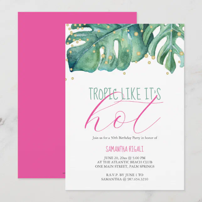 50th Birthday Party Tropical Theme Invitation | Zazzle